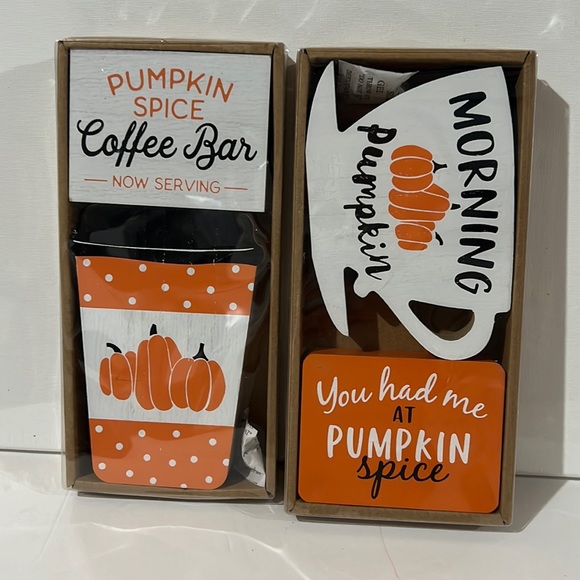 Holiday | Nwt Fall Coffee Cart Decor Tiered Tray Fall Signs Autumn ...